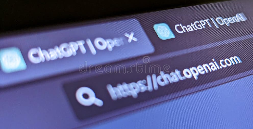 Closeup View of the OpenAI ChatGPT Artificial Intelligence App UI is Displayed in a Web Browser ...