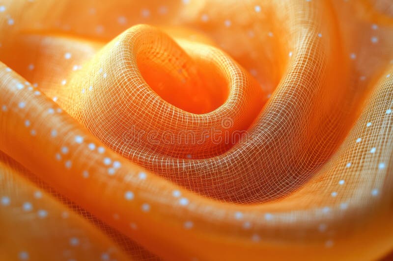 Closeup View of Orange Fabric with a Light Pattern. the Fabric is ...
