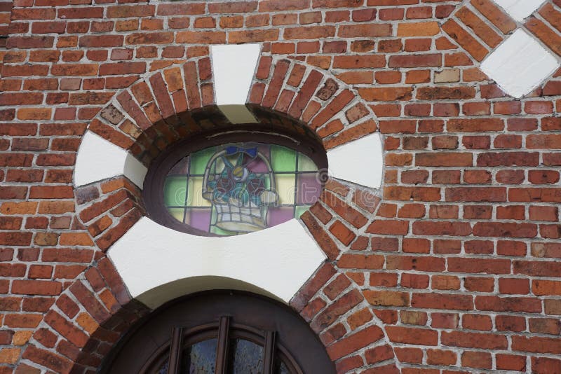 Oval Stained Glass Window with Santiago Cross Stock Image - Image of ...