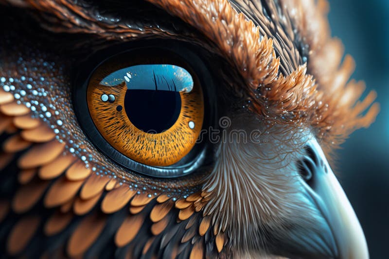 Closeup View of an Owl Eye. Wildlife AI Image Stock Illustration ...