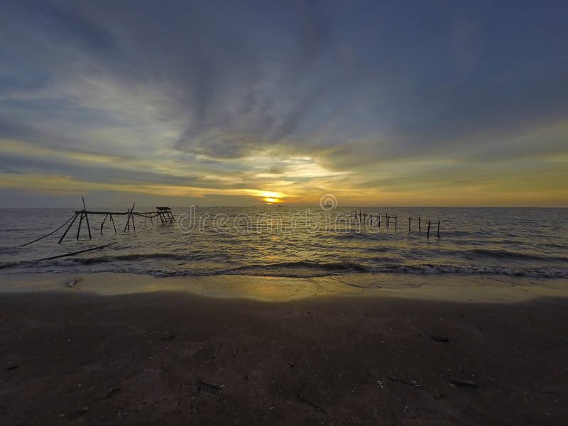 Closeup View of Peaceful Beach during Sunset. Stock Image - Image of ...