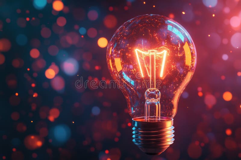 This is a Closeup View of a Purple Light Bulb Set Against a Dark ...