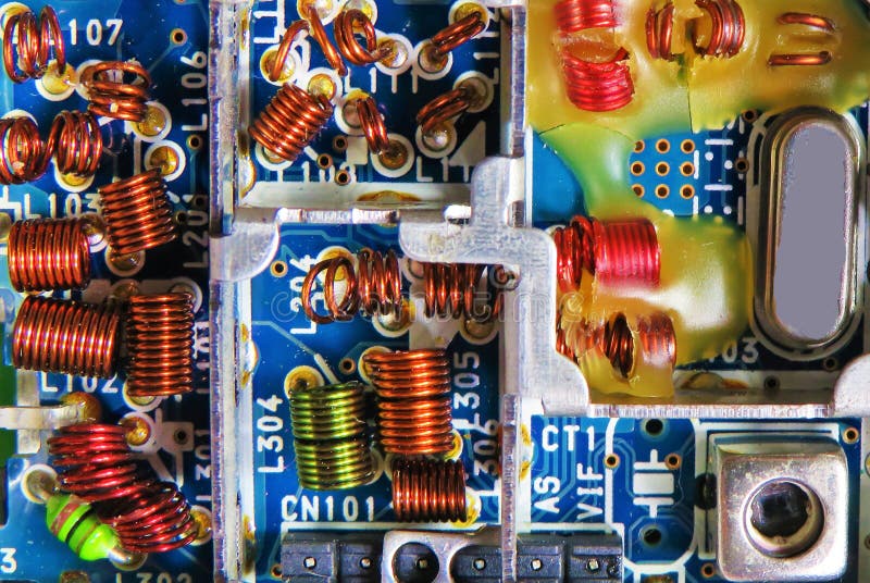 Closeup View of a Radio Frequency Board and Other Electronic Components ...