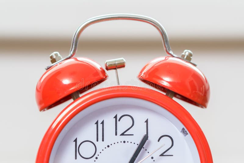 Closeup View on Red Retro Alarm Clock Stock Image - Image of early ...