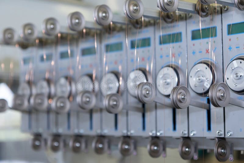 Closeup View of the Reel Spools on the Assembly Line Stock Image ...