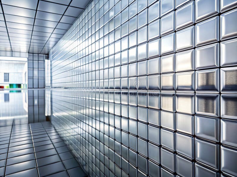 Closeup View of Reflective Chrome Architecture with Clean White Square ...