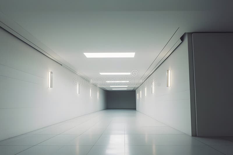 Closeup View of a Regular Public Corridor. Place for Advertising in the ...