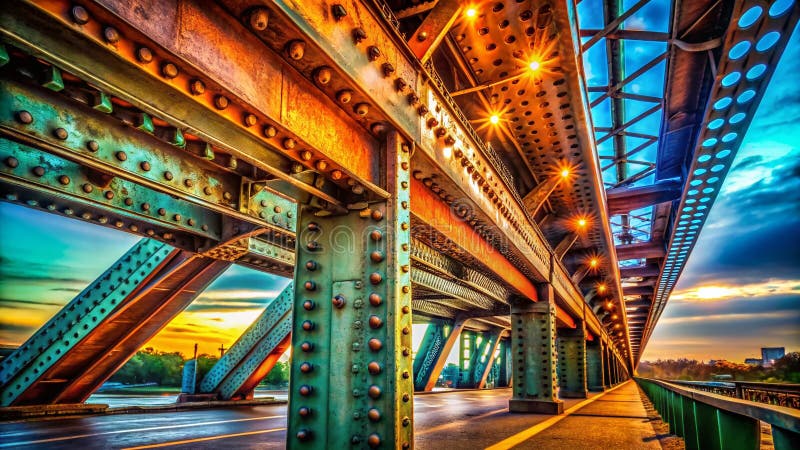 Closeup View of a Robust Interstate Highway Overpass Steel Structure ...