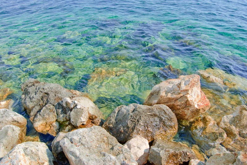 Closeup View of a Rocky Coast of the Mediterranean Sea Stock Image ...