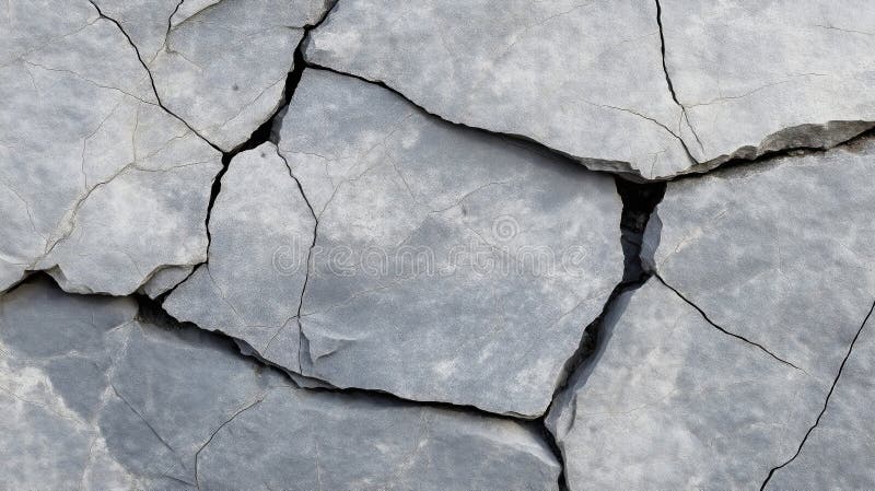 Closeup View of Rough Gray Stone Texture Showing Deep Cracks. Natural ...