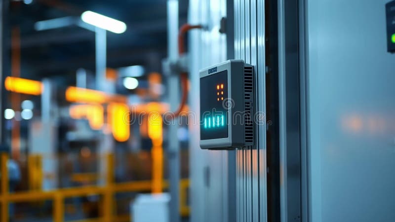 A Closeup View of a Rugged Router Installed on a Factory Wall with ...