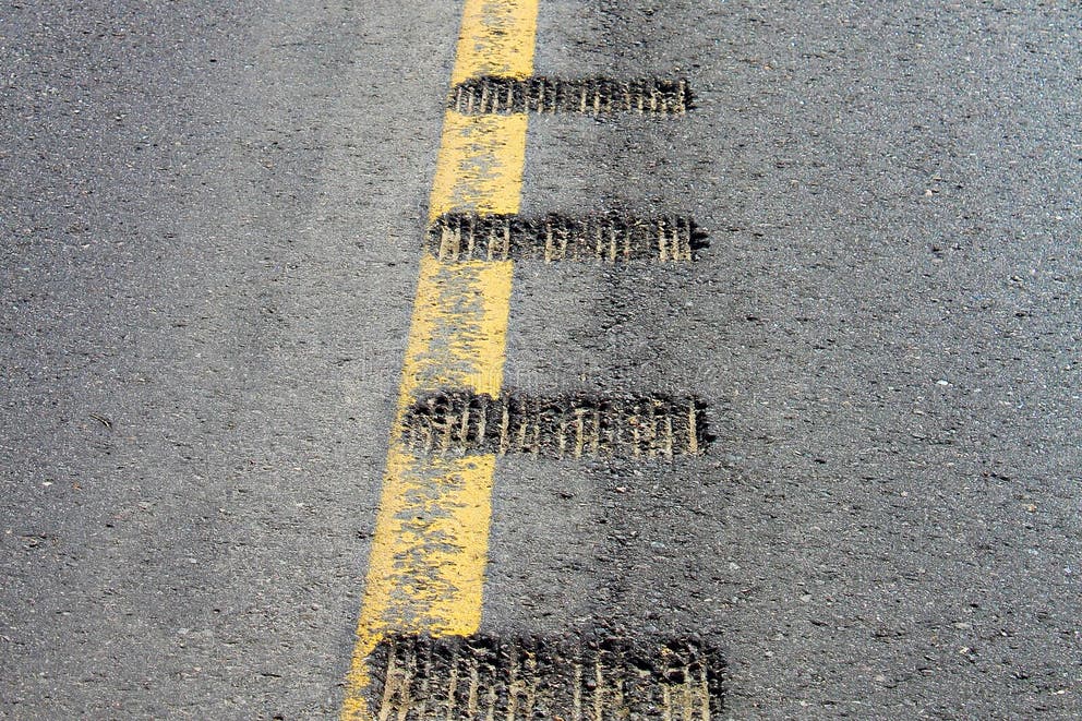 Closeup View of Rumble Strips on a Road Stock Image - Image of prevent ...