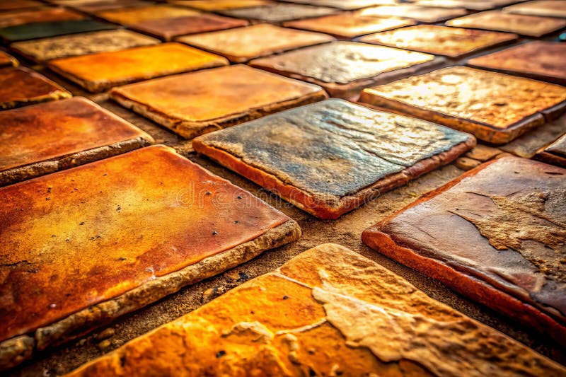 CloseUp View of Rustic Handmade Stone Tiles a Stunning Display of ...