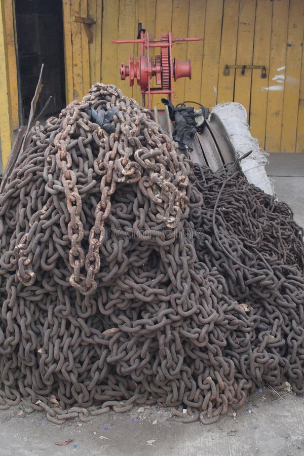 The Closeup View of Rustic and Old Iron Rope Stock Photo - Image of ...