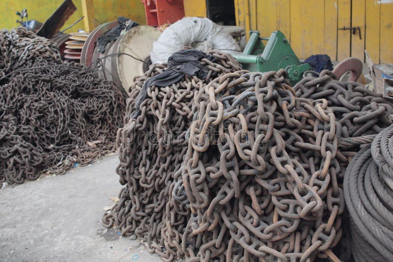 The Closeup View of Rustic and Old Iron Rope Stock Image - Image of ...