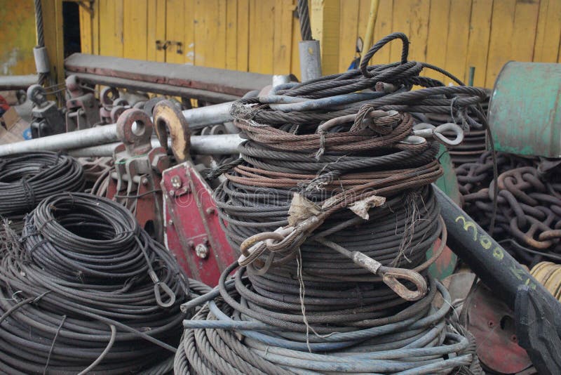 The Closeup View of Rustic and Old Iron Rope Stock Photo - Image of ...