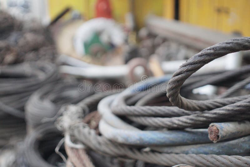The Closeup View of Rustic and Old Iron Rope Stock Image - Image of ...
