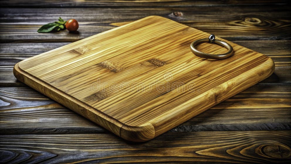 CloseUp View of a Rustic Rectangular Wooden Cutting Board Detailed Wood ...
