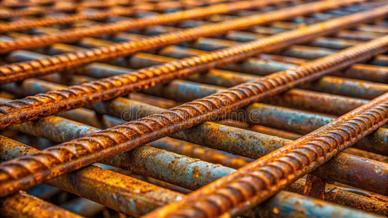 Closeup View of Rusty Steel Rebar Grid a Durable Reinforcement Element ...