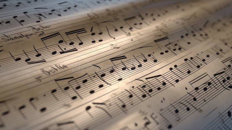 Closeup View of Sheet with Music Notes. Generative AI Stock Photo ...