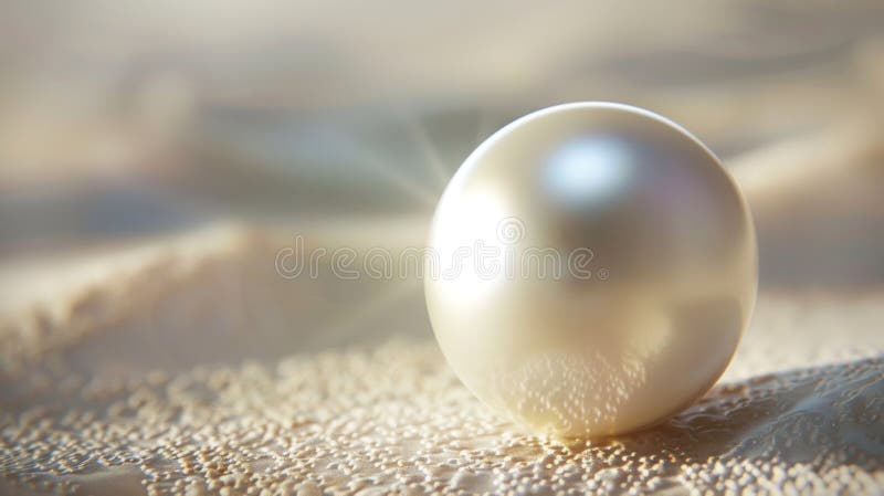 A Closeup View of a Single Perfect Pearl with a Flawless Surface and a ...