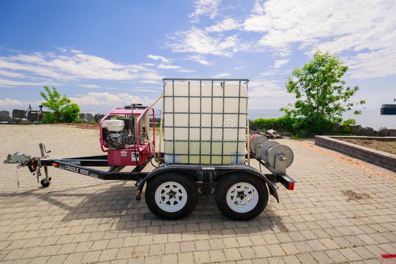 Closeup View of a Small Trailer with Plastic Box in Metal Frame and ...