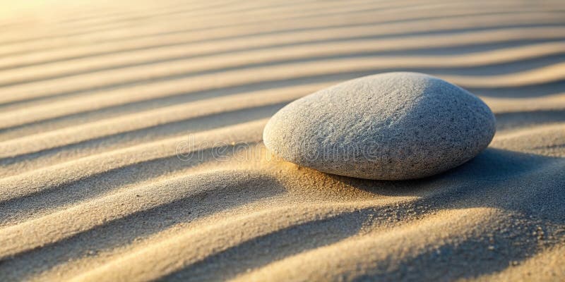 Closeup View of Smooth Grey Rock on a Sandy Desert Beach a Stunning ...