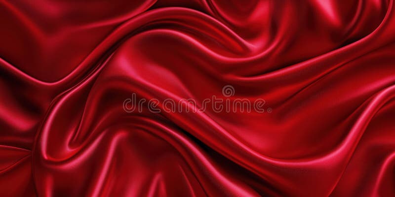 Closeup View of Smooth Red Silk Satin Textile. Luxurious Flowing Red ...