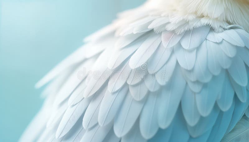Closeup View of Soft Airy White Bird Feathers. Delicate Feather Texture ...