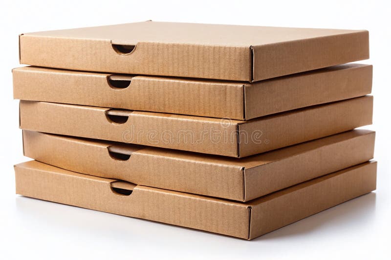 Closeup View of a Stacked Pile of Recycled Brown Pizza Boxes a ...