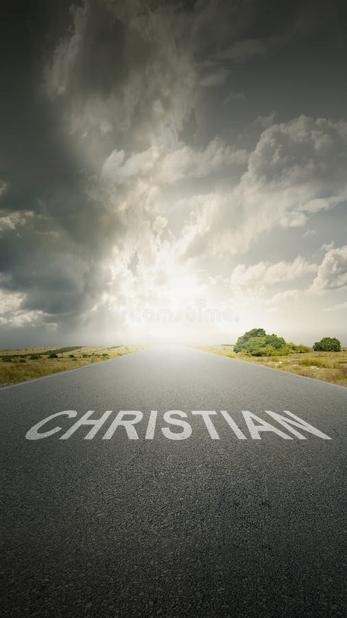 Closeup View of the Text of Christian on the Asphalt Road Stock ...