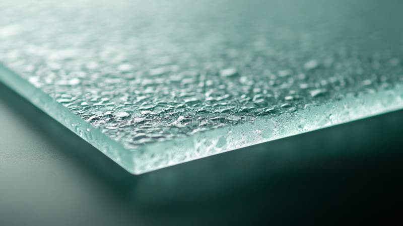 A Closeup View of a Textured Glass Surface with Water Droplets Stock ...