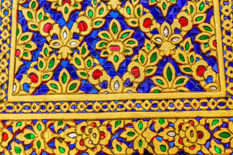 Closeup View of the Thai Traditional Flower or Kanok Pattern Design ...