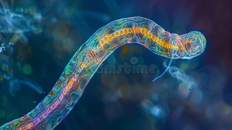 A Closeup View of a Tiny Nematode Its Long Slender Body Writhing in a ...