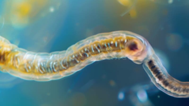 A Closeup View of a Tiny Nematode Its Long Slender Body Writhing in a ...