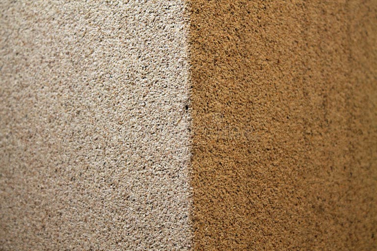 Closeup View of Two-sided Wall with White and Brown Bumpy Grunge ...