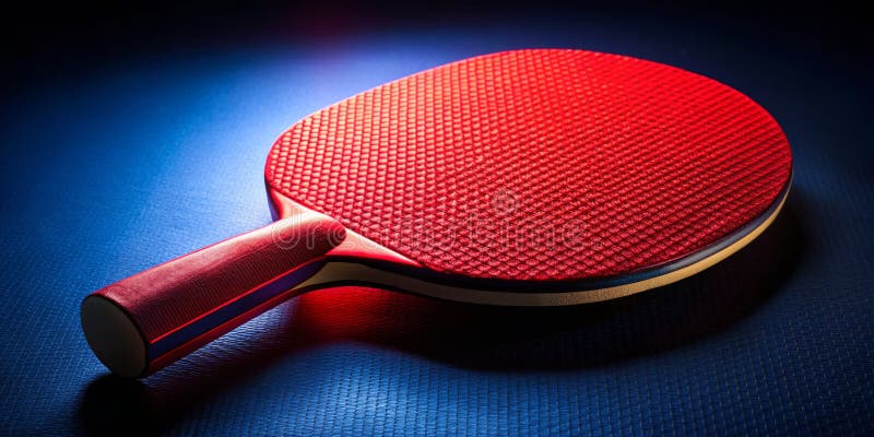 Closeup View of a Vibrant Red Table Tennis Paddle Examining the ...