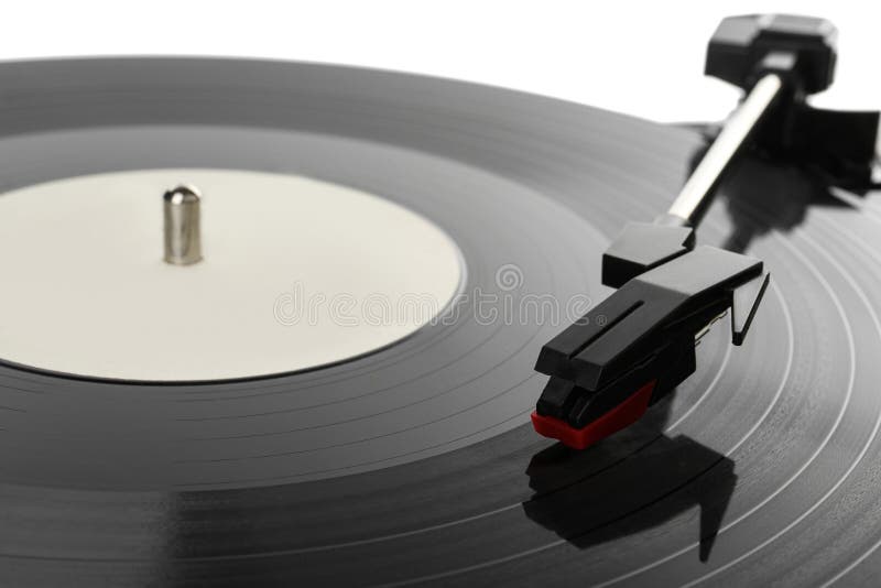 Closeup View of Vinyl Record on Turntable Against White Background ...