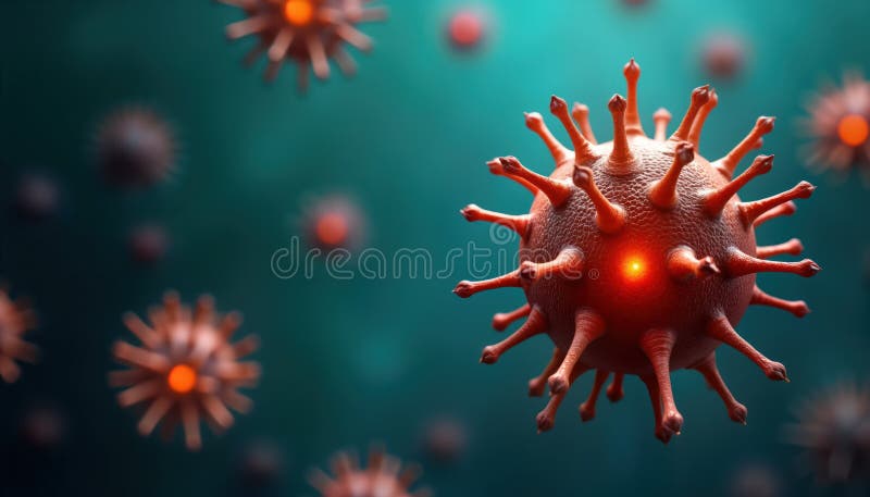 Closeup View of a Virus. Complex 3D Structure with Spikes. Science ...
