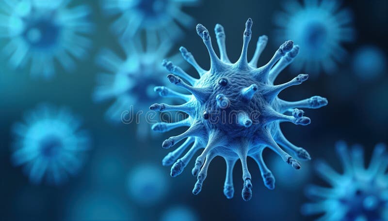 Closeup View of Virus Model. Detailed Molecular Structure Highlighted ...