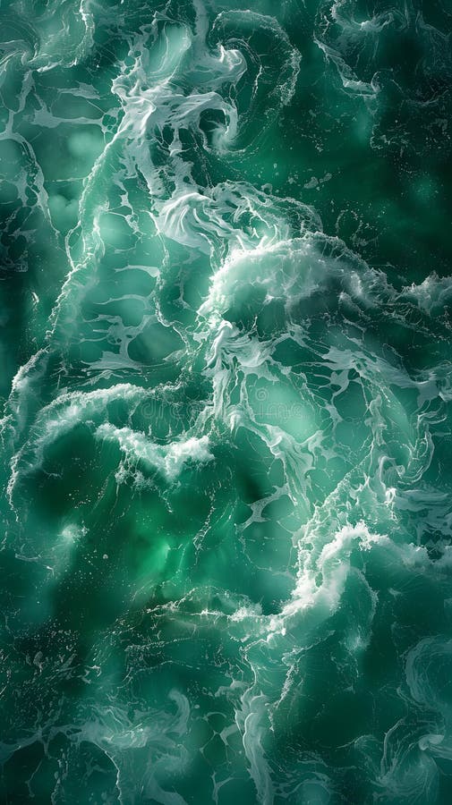 Closeup View of Water with Waves, Foam, and Patterns Formed by Wind ...