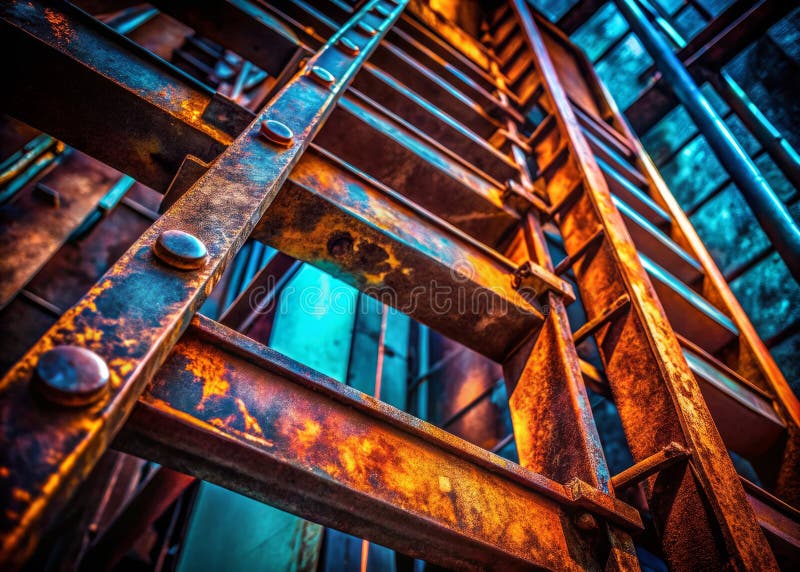 CloseUp View of a Weathered Industrial Ladder Frame Exploring Rust ...