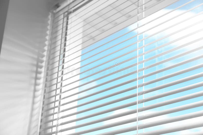 Closeup View of Window with Horizontal Blinds Stock Photo - Image of ...