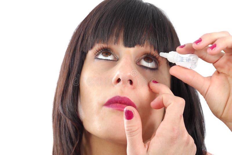 Closeup View of Woman Applying Eye Drop Stock Photo - Image of medical ...