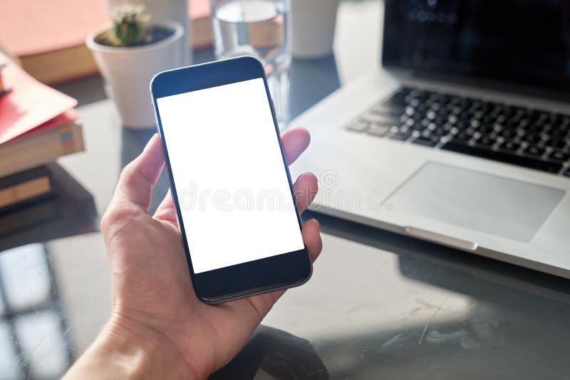 Closeup View Woman Hands Using Mobile Smartphone. Space for Design ...