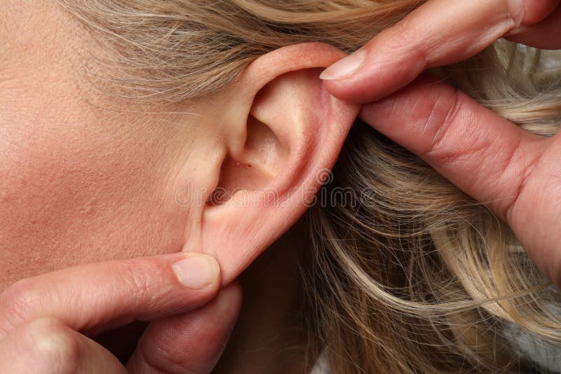 Closeup View of Woman Touching Her Ear Stock Photo - Image of hear ...