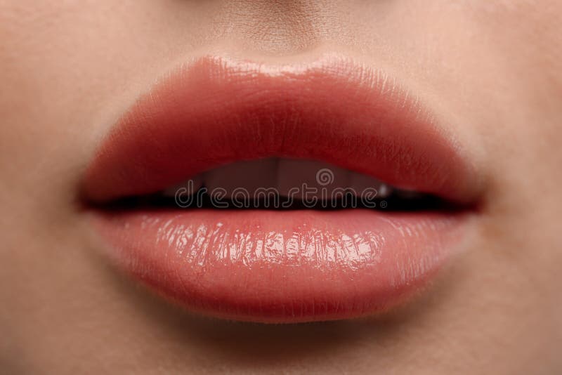 Closeup View of Woman with Beautiful Lips Stock Photo - Image of ...