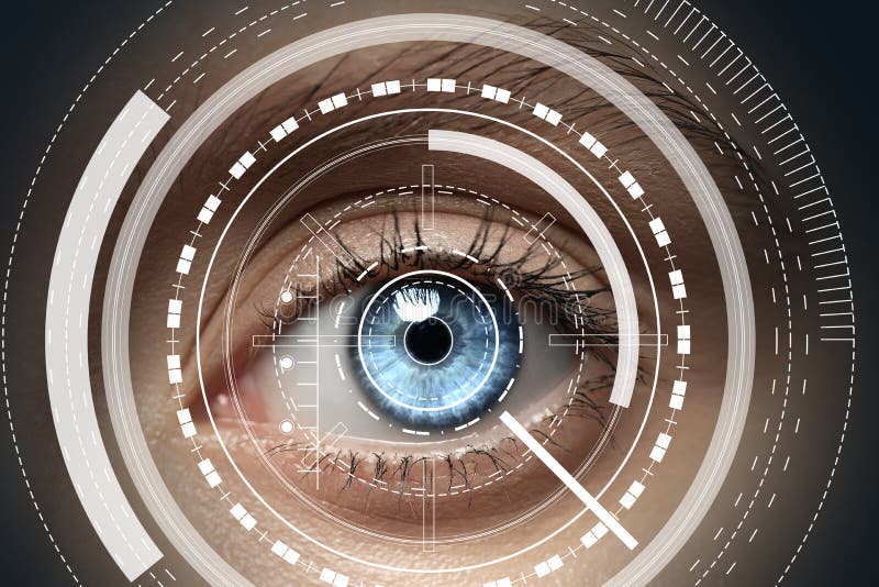 Closeup View of Woman in Process of Scanning, Focus on Eye Stock Photo ...