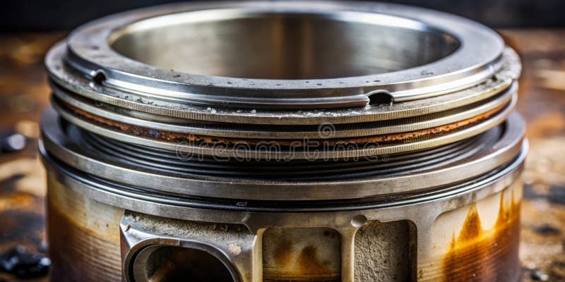 Closeup View of Worn Piston Ring and Cylinder Seal Engine Component ...