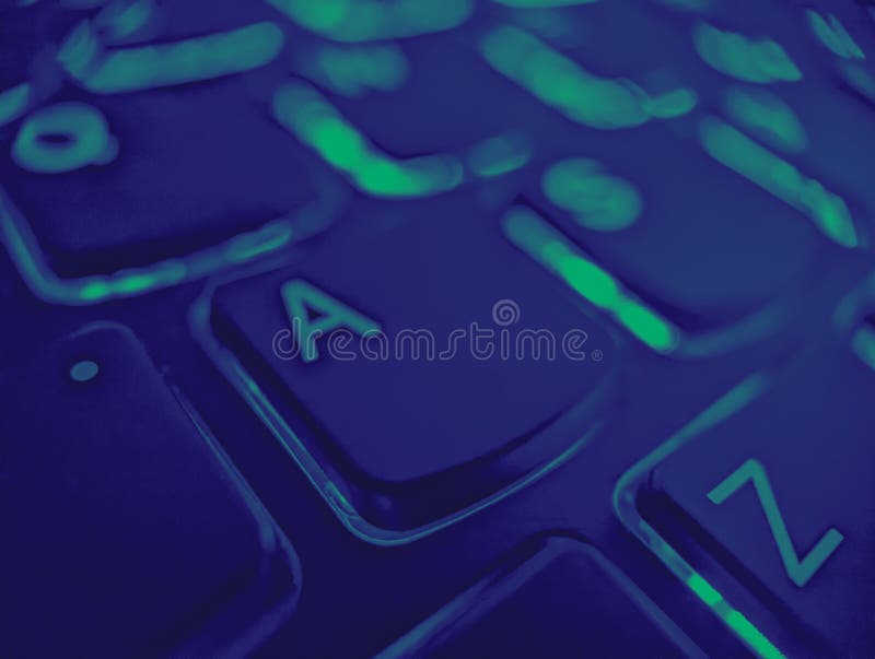 Closeup View of a and Z Keys on Laptop Computer Keyboard with Glowing ...